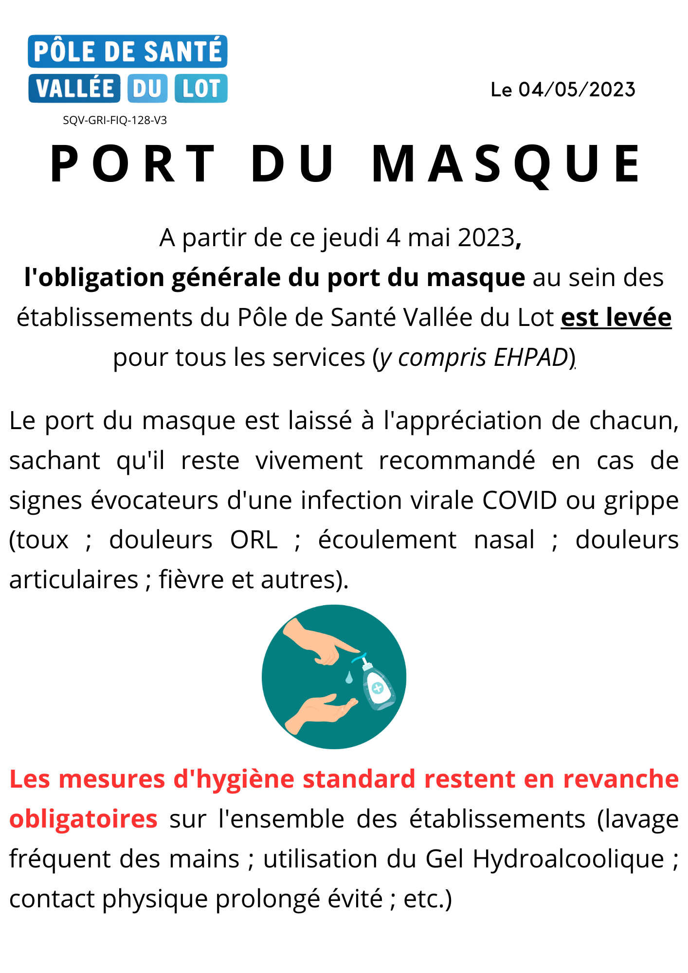 Consignes Port du masque - PSVL